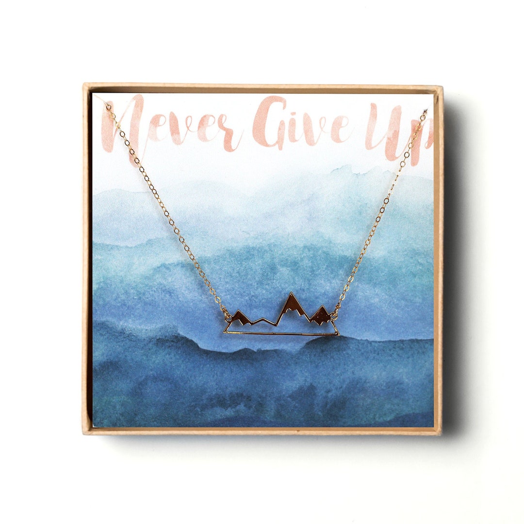 Never Give up Gift, Gold Filled Mountain Necklace, Gold Mountain ...