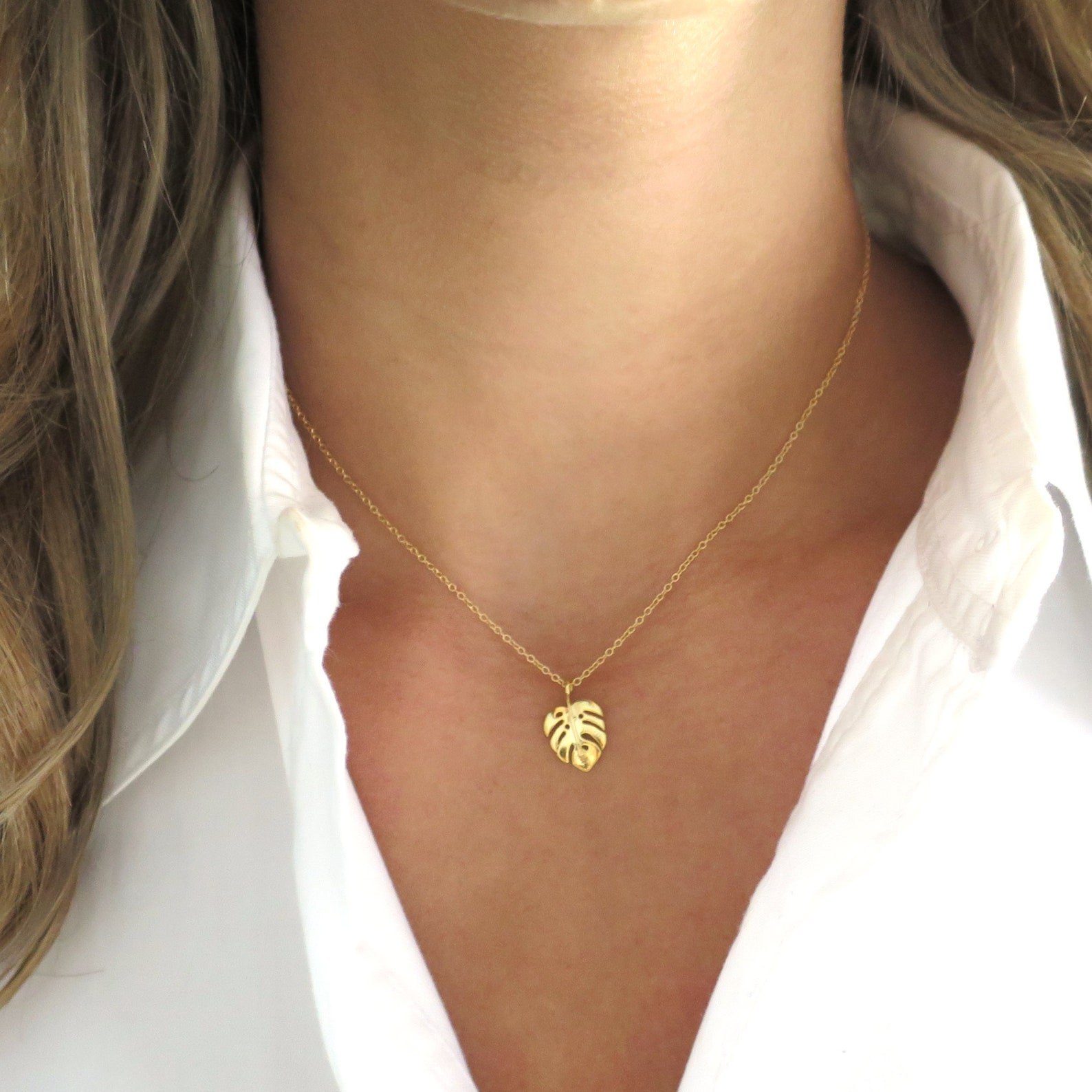 Gold Monstera Leaf Necklace Monstera Necklace Palm Leaf - Etsy