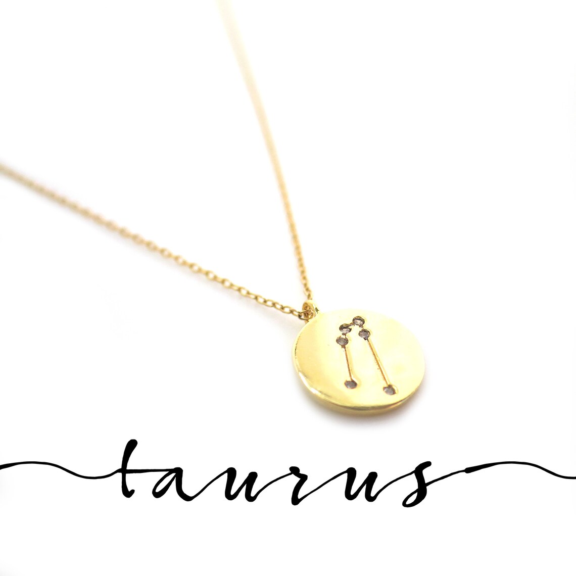 Gold Taurus Necklace Taurus Zodiac Necklace Taurus | Etsy