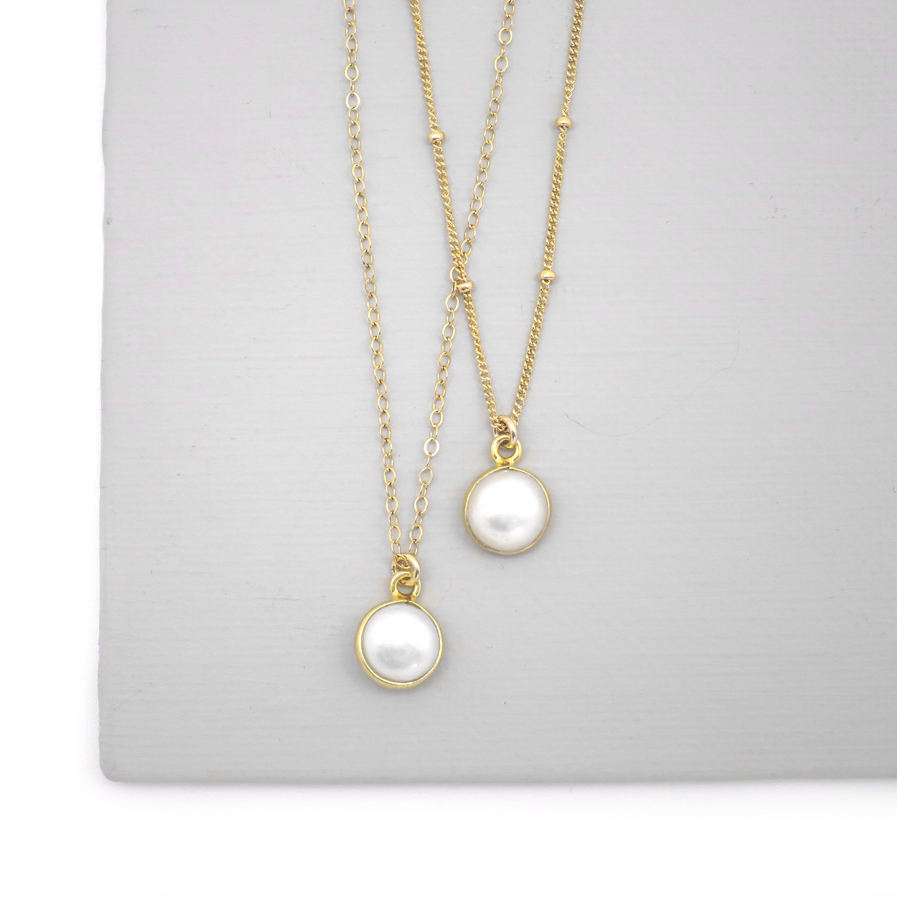 Collier de perles simples pendentif de perle encadré bijoux | Etsy