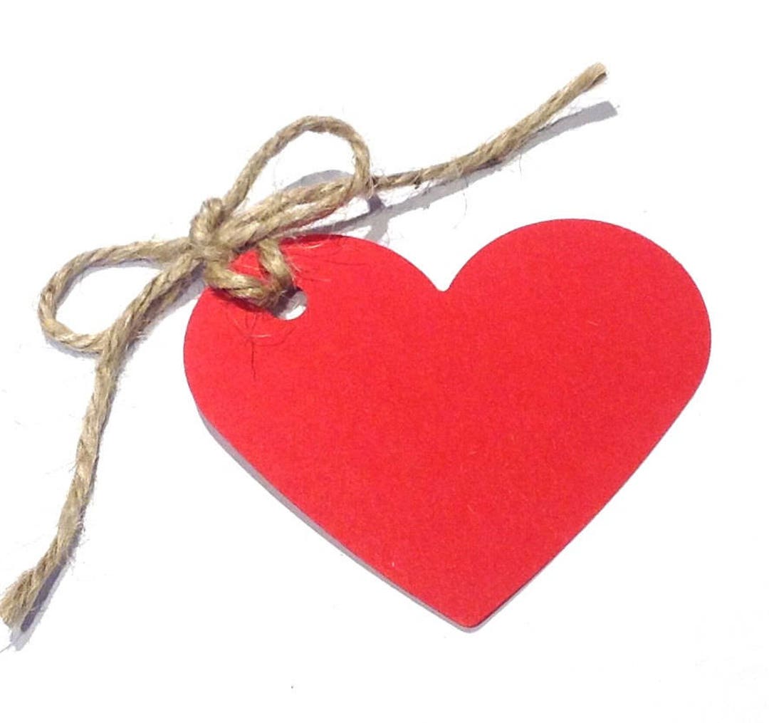 Heart Shaped Tags, Heart Tags, Tags With Twine, Red Heart Tags, White ...