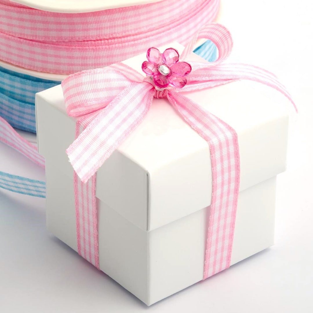 Pale Blue Gingham Ribbon, Pale Pink Gingham Ribbon, Gingham Ribbon ...
