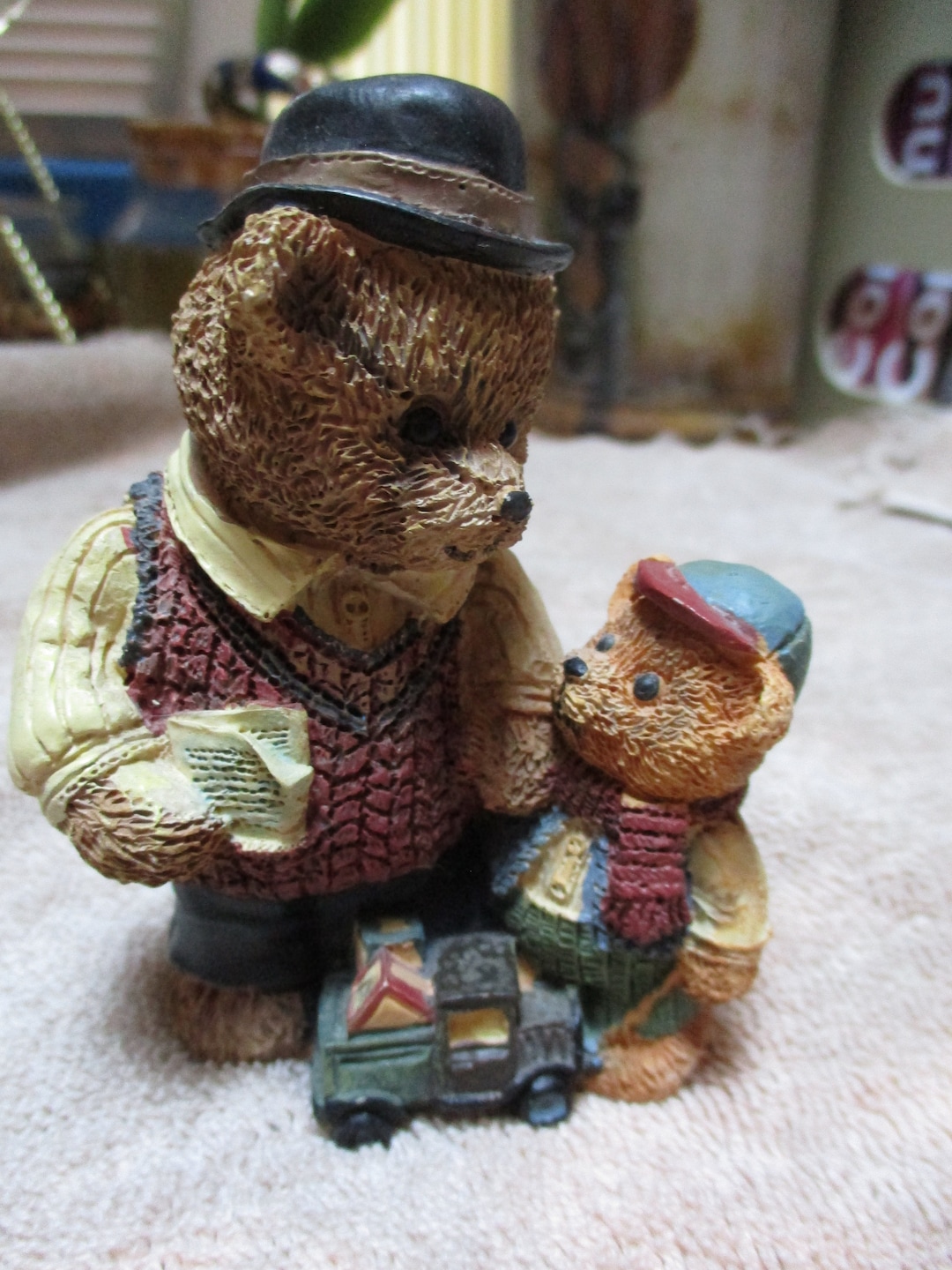 Teddy Bear Dad and His Son Sharing a Moment Outside Together. - Etsy