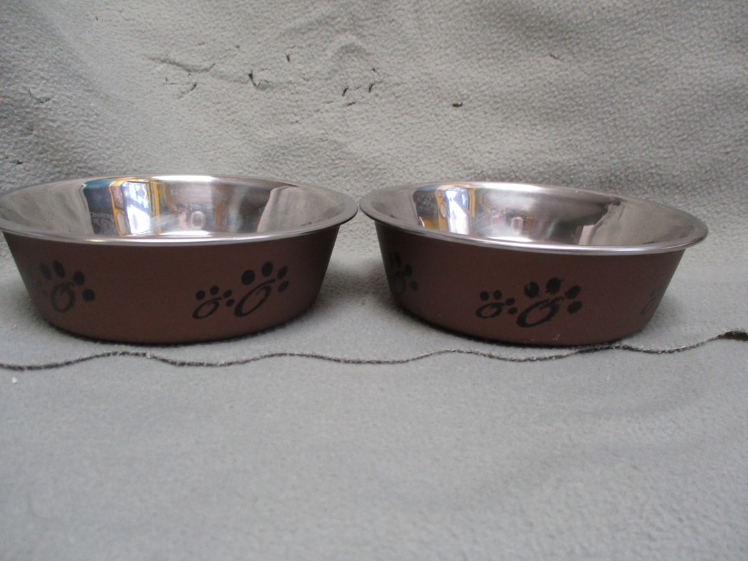 Stainless Steel Paw Prints Pet Dishes - Set - Etsy
