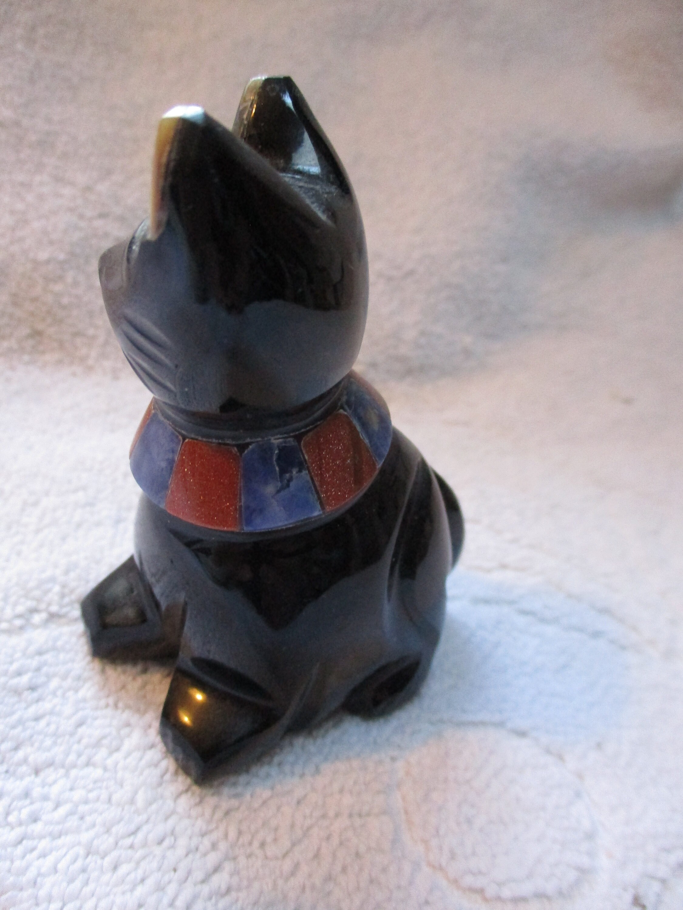 Black Obsidian Cats With Stone Collar Vintage Rare Find - Etsy