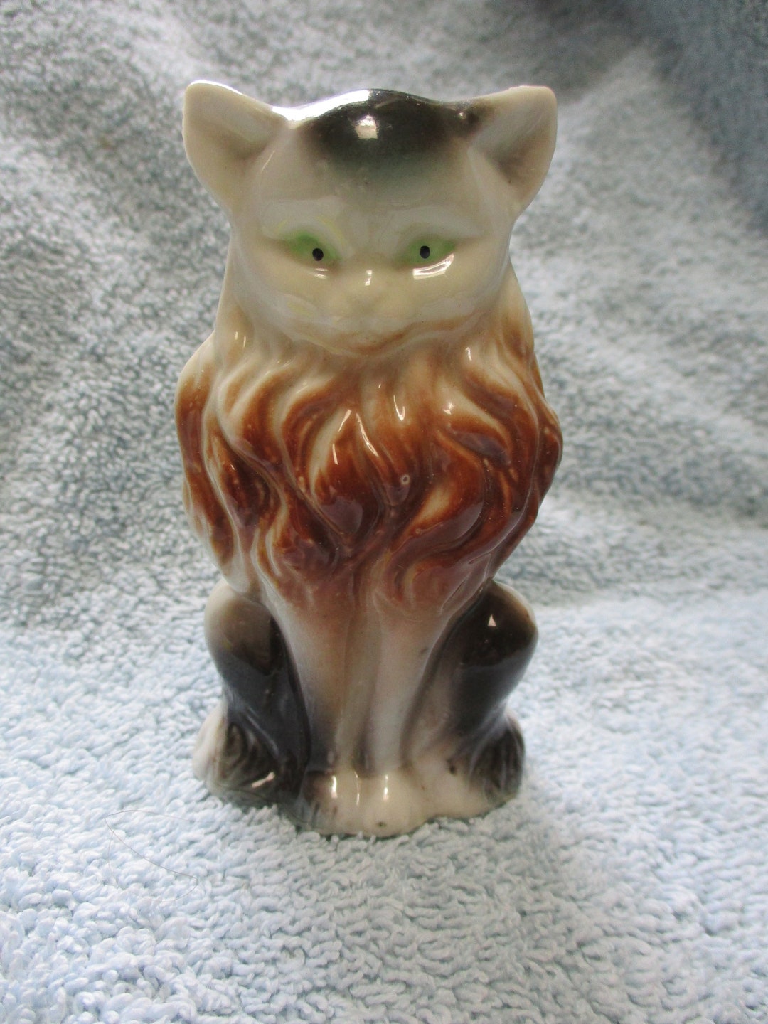 Ceramic Copper, Black and White Cat Figurine - Etsy