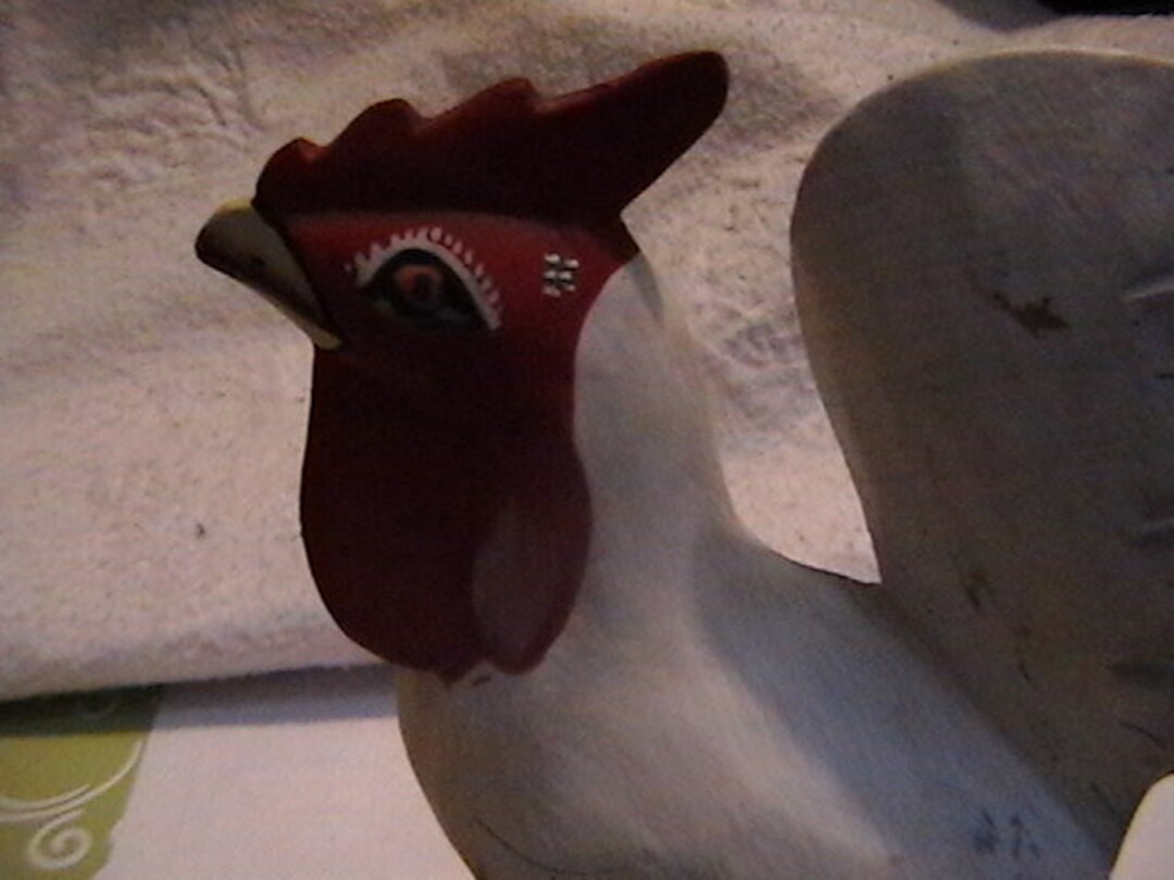 Hand Carved Wooden Rooster. - Etsy