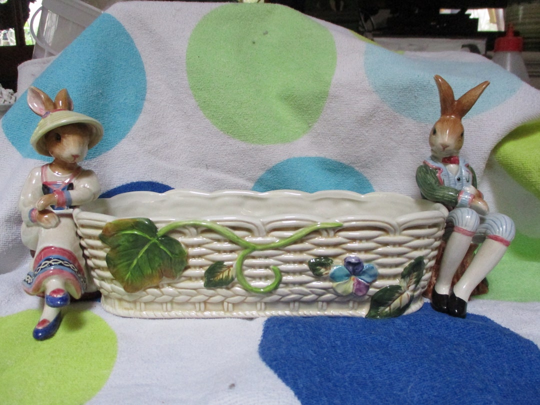 Vintage Old World Rabbit Cookie Cracker Plant Dish by Fitz and Floyd ...