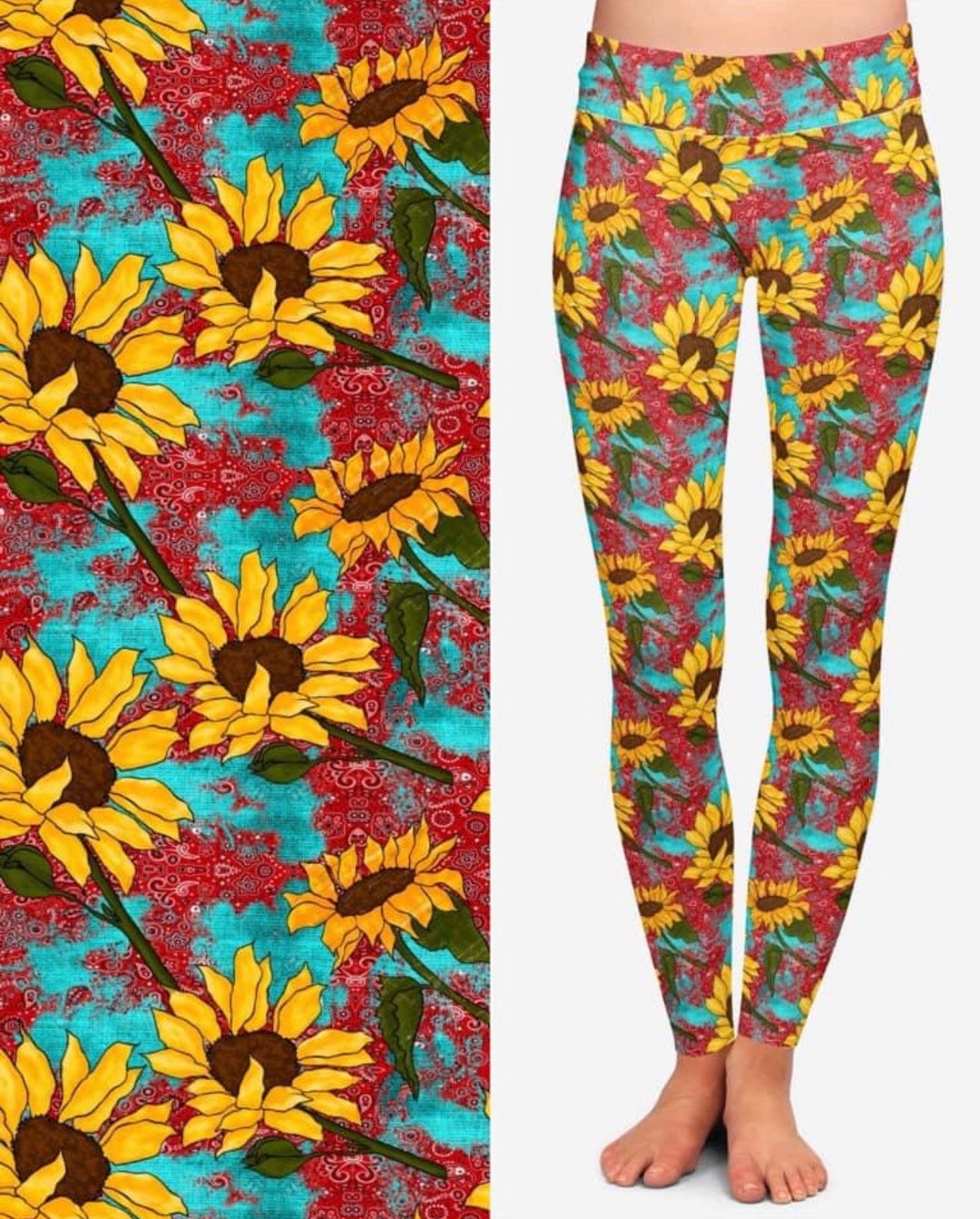 Bandana Sunflowers Leggings & Capri Gym Exercise Workout Wear ct-01 - Etsy