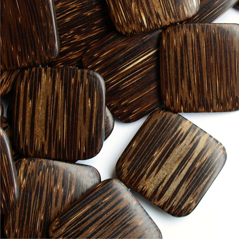Wood Bead, Flat Square 35mm, Old Palmwood 8 Inch Strand WDSQ-35PM - Etsy