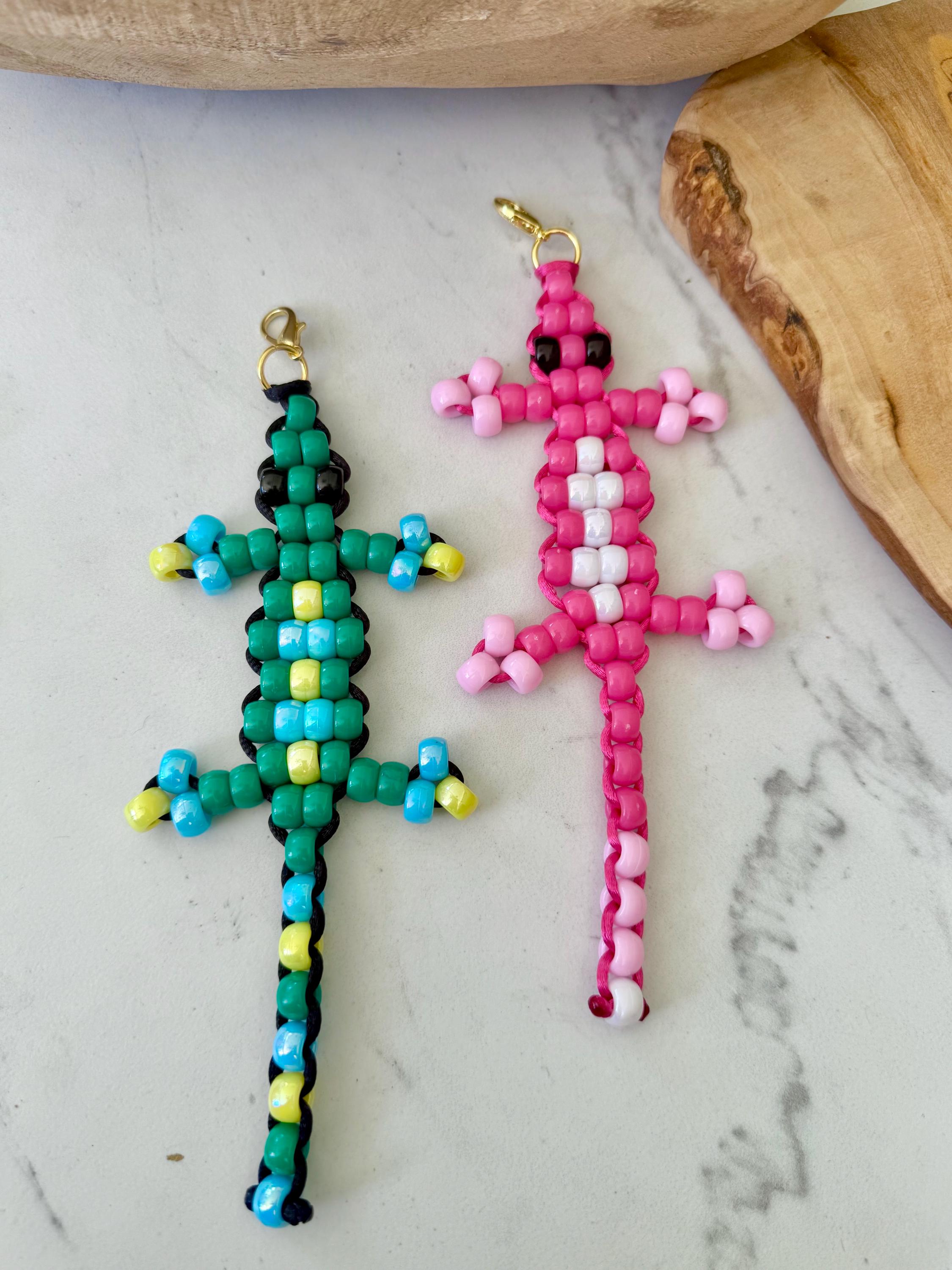 Beaded Lizard & Gecko Bag Charms: Texas Handcrafted Pony Bead Animals ...