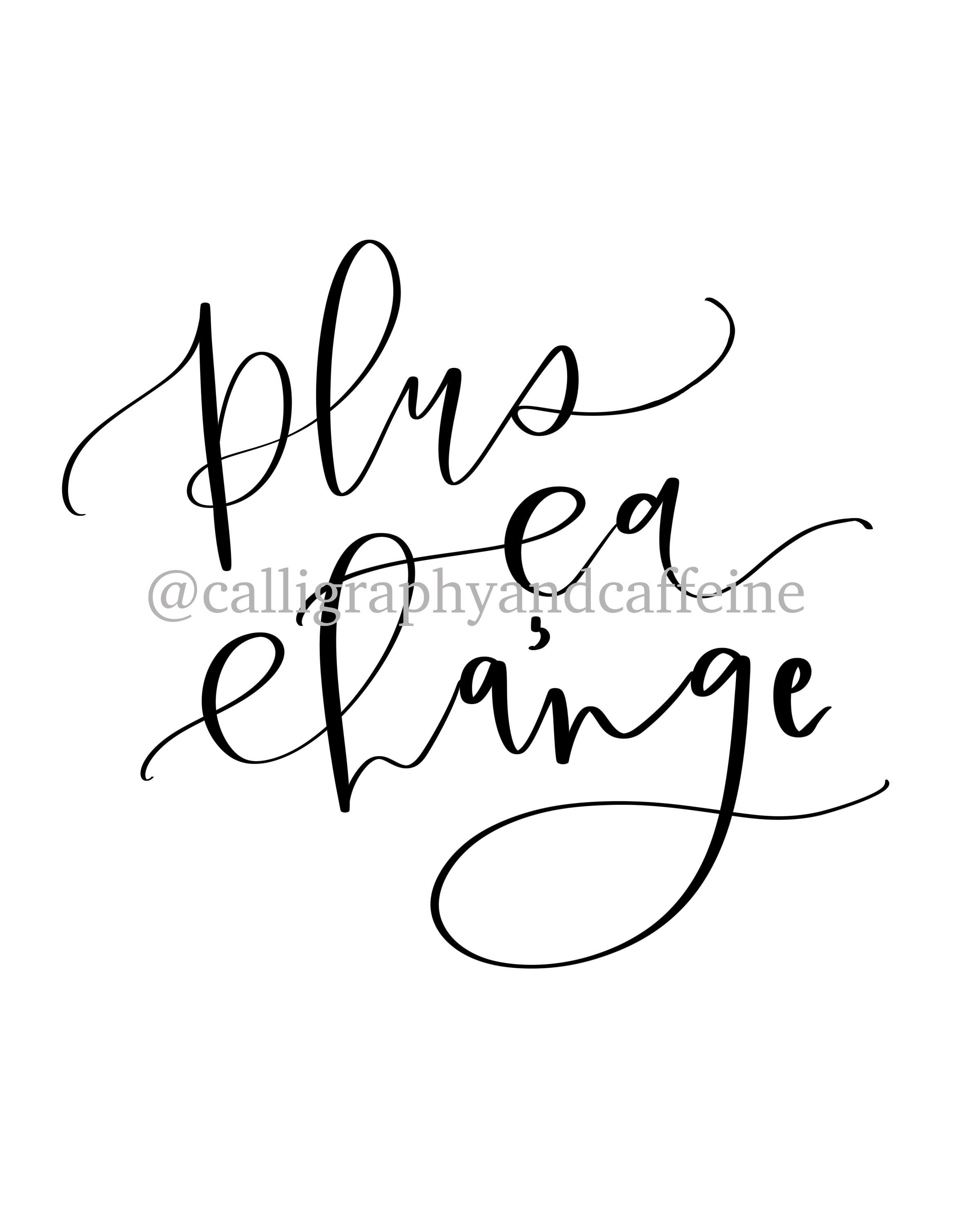 Plus Ça Change - Instant Download French Calligraphy Digital Print ...