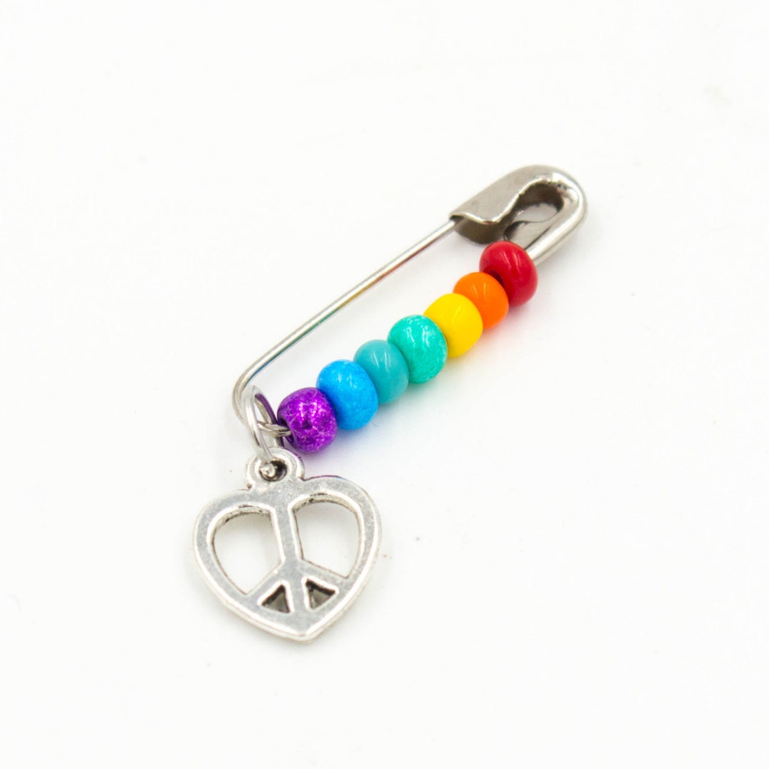Pride Set of 5 Safety Pin Solidarity Pin With Heart Shaped Peace Charm ...