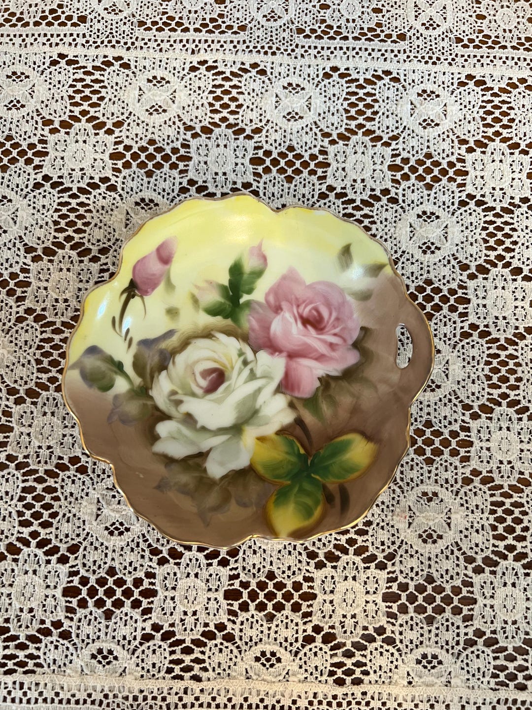 Vintage Lefton China 20334 Hand Painted Roses Trinket Dish 5". - Etsy