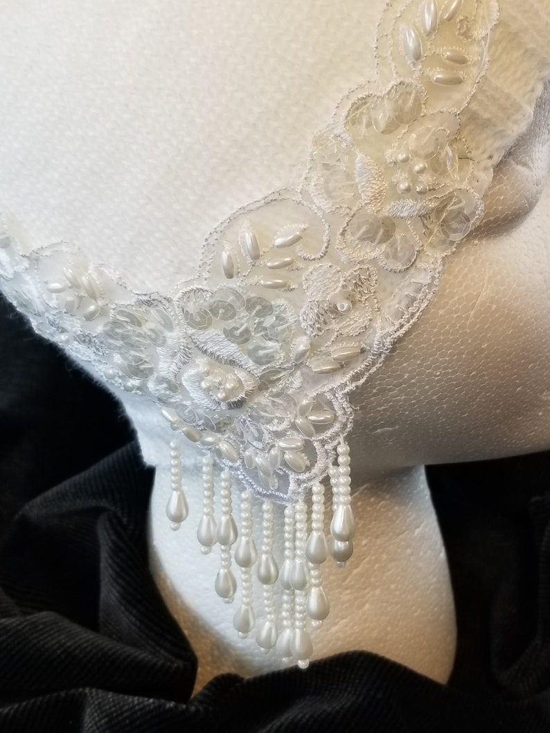 1920s White Sequin White Beads and Pearls Hat, Gatsby Flapper 1920s Hat ...