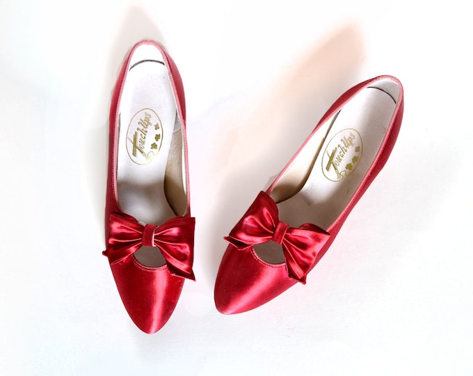 Red Heel / Bow Shoes / 8 Satin Shoes / Formal Shoes / Evening - Etsy