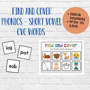Find and Cover CVC Words Phonics Game Science of Reading Short Vowels ...