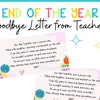 Teacher Goodbye Letter to Kids, Teacher End of School Letter Printable ...