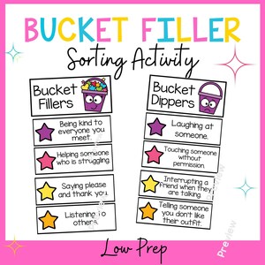 Bucket Filling Vs. Bucket Dipping Sorting Activity Kindness Classroom ...