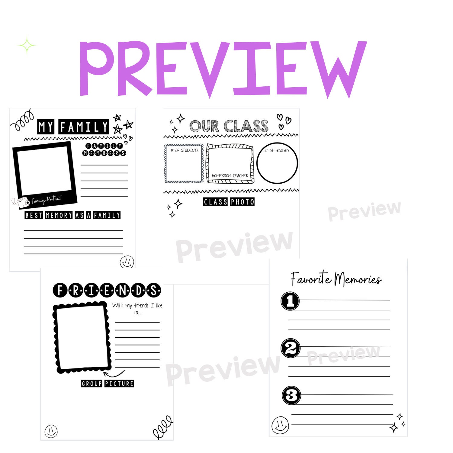 End of the Year Memory Book Craft 3rd, 4th, 5th Grade Middle School DIY ...