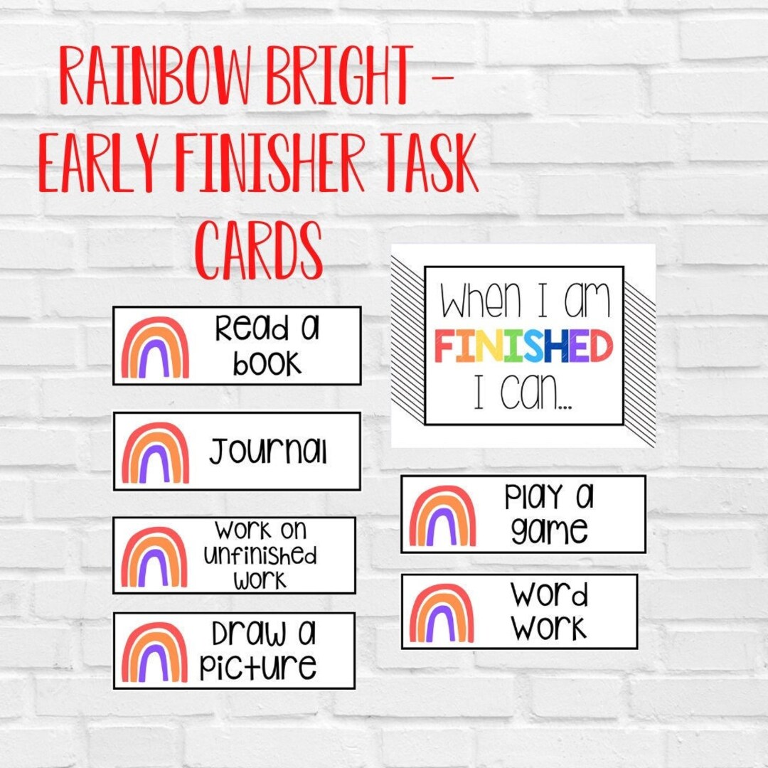 Bright Rainbow Early Finisher Chart When I Am Finished Task Cards ...
