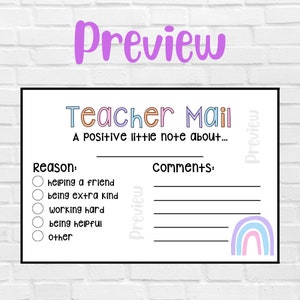 Boho Rainbow Positive Teacher Mail Positive Note Teacher - Etsy