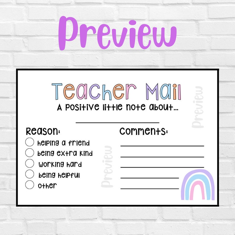 Boho Rainbow Positive Teacher Mail Positive Note Teacher - Etsy