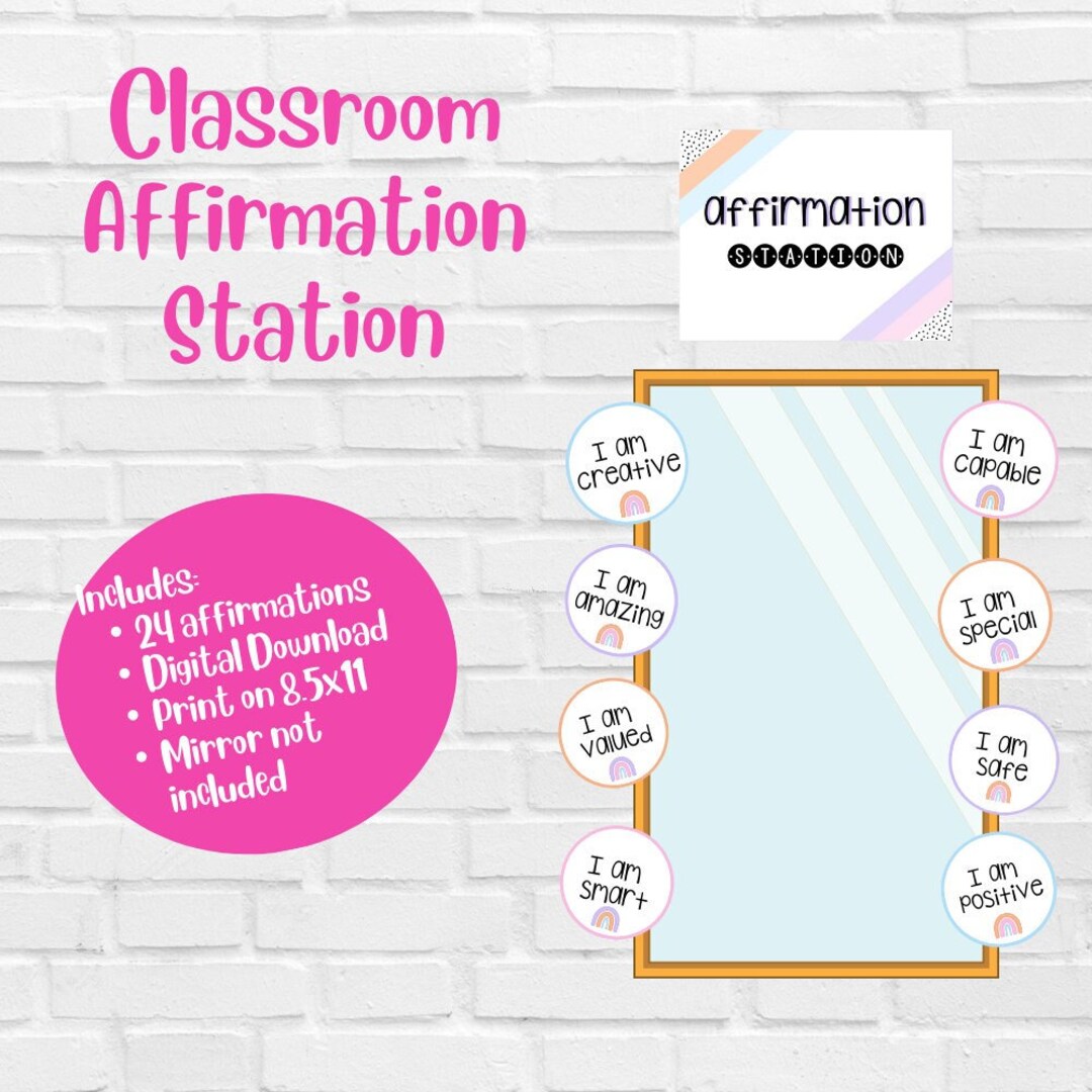 Boho Rainbow Affirmation Station Growth Mindset Boho Classroom ...