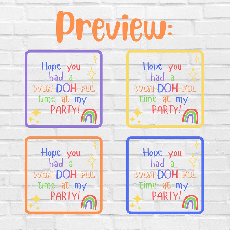 Birthday Party Play-doh Gift Tags Party Favor Kids Party Printable Gift ...