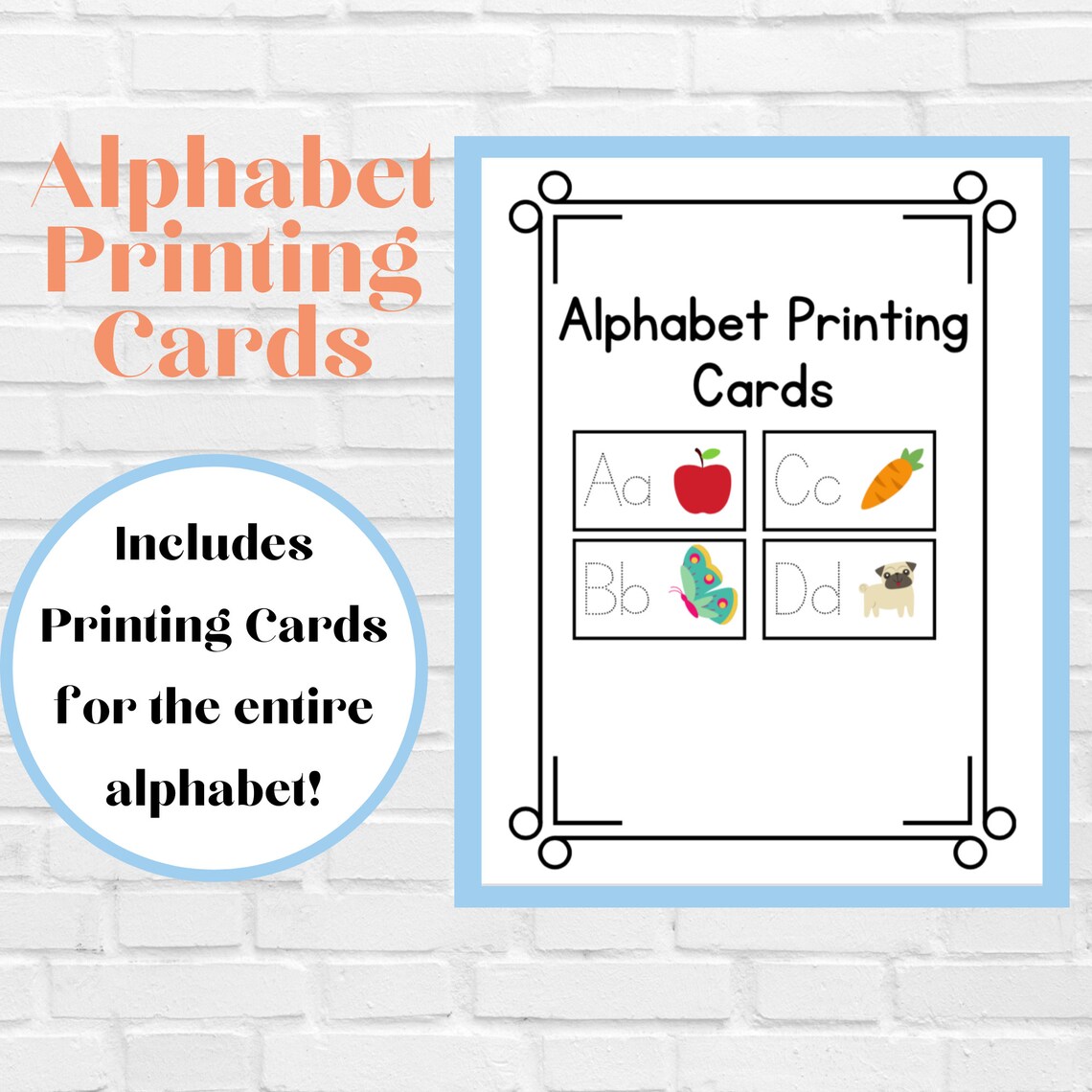 Alphabet Tracing Cards Early Literacy Kindergarten Preschool Montessori ...