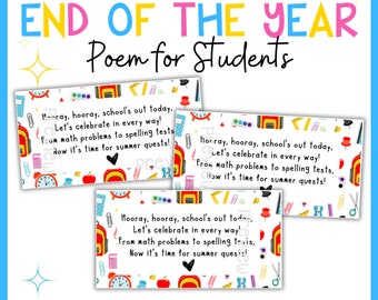 End of the Year Goodbye Poem for Students Summer Vacation Digital ...