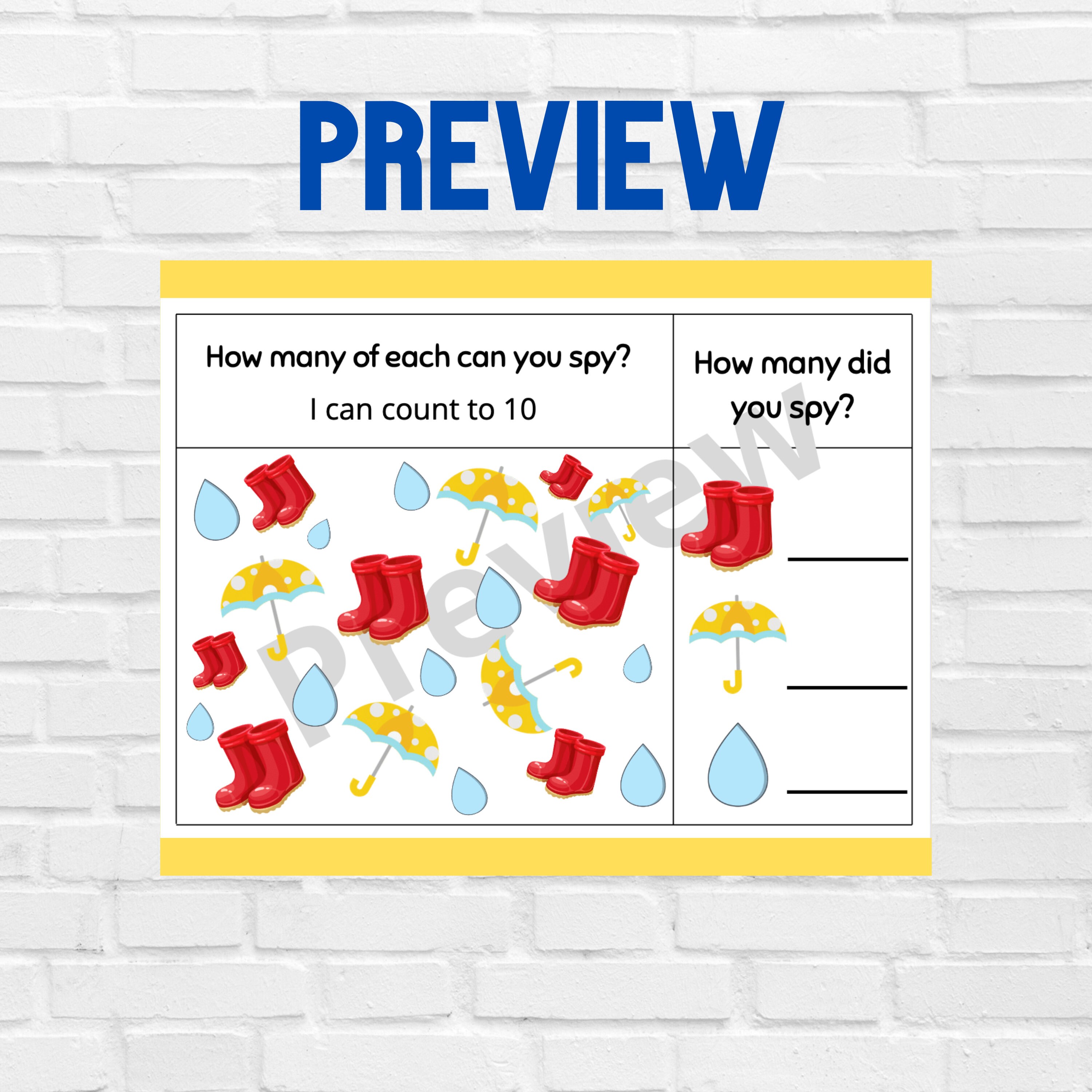 Spring I Spy Counting Kindergarten Preschool Math Centres Montessori ...