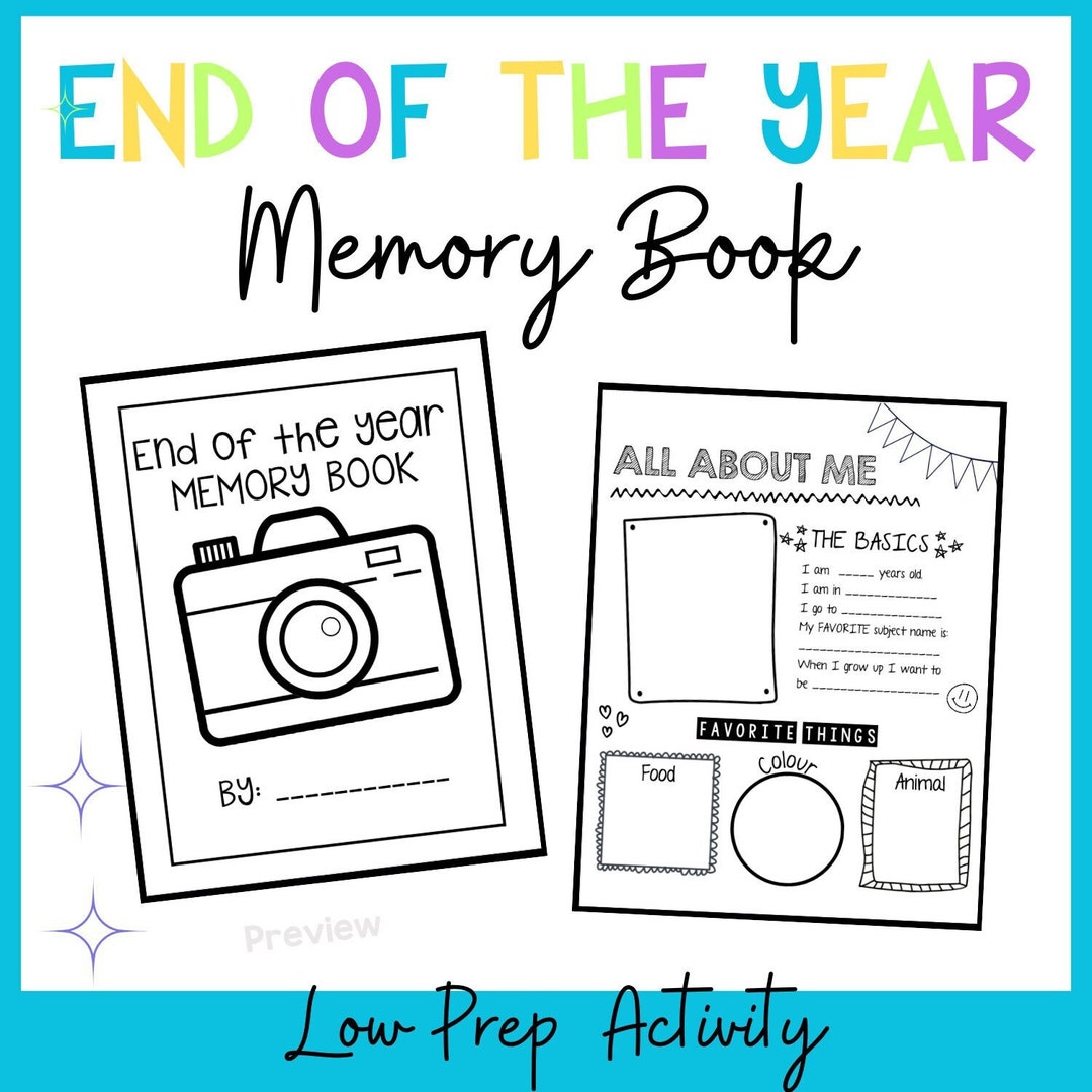 End of the Year Memory Book Craft 3rd, 4th, 5th Grade Middle School DIY ...