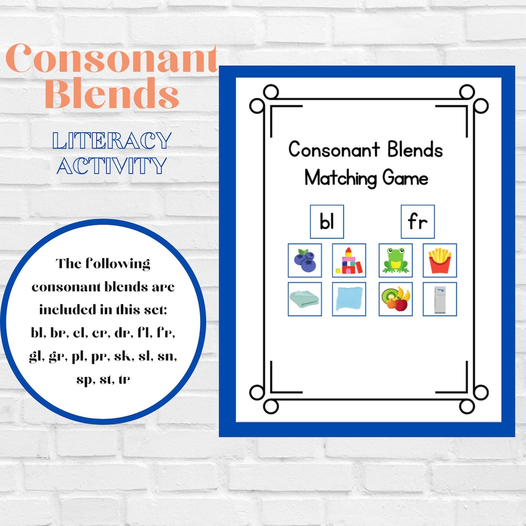 Consonant Blends Literacy Game Matching Game Early - Etsy