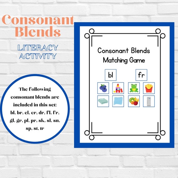 Consonant Blends Literacy Game Matching Game Early - Etsy