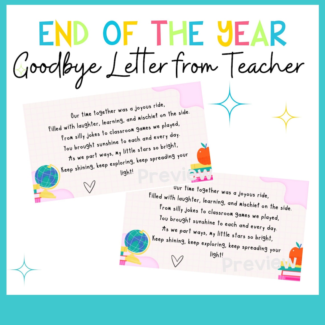 Teacher Goodbye Letter to Kids Teacher End of School Letter - Etsy Canada