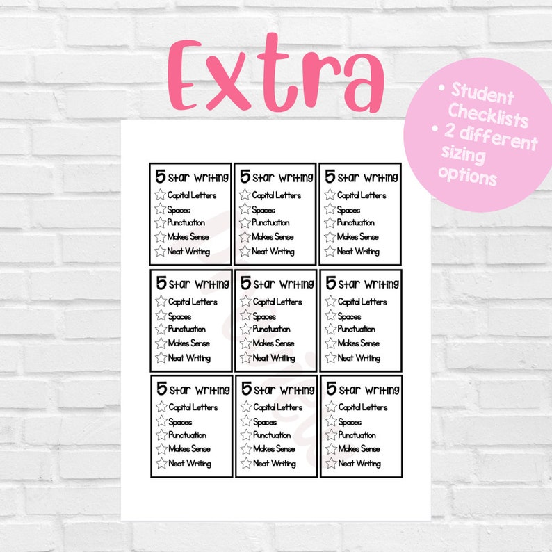 Retro Classroom Writing Checklist Classroom Decor 5 Star Writing ...