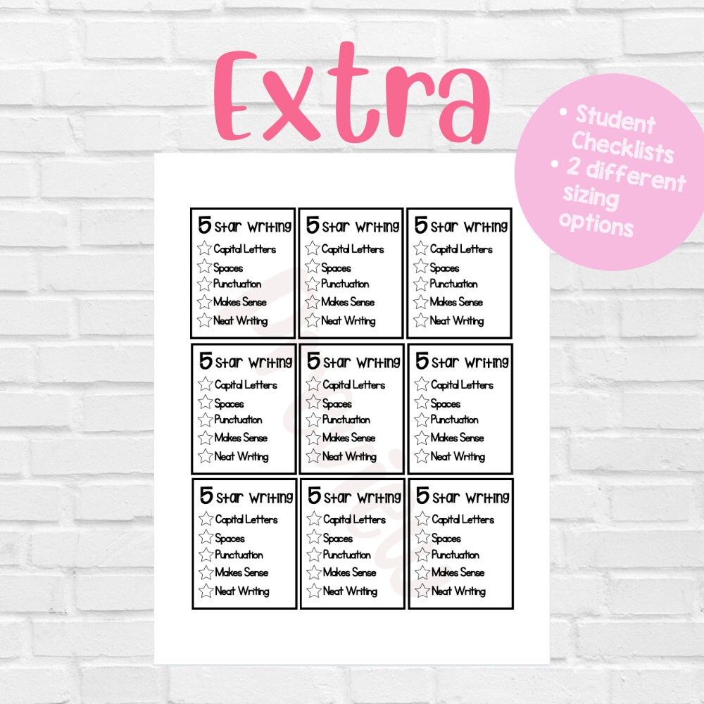 Retro Classroom Writing Checklist Classroom Decor 5 Star Writing ...