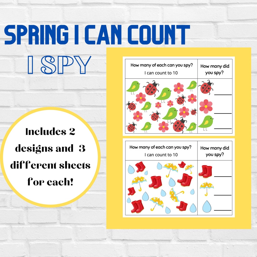 Spring I Spy Counting Kindergarten Preschool Math Centres Montessori ...