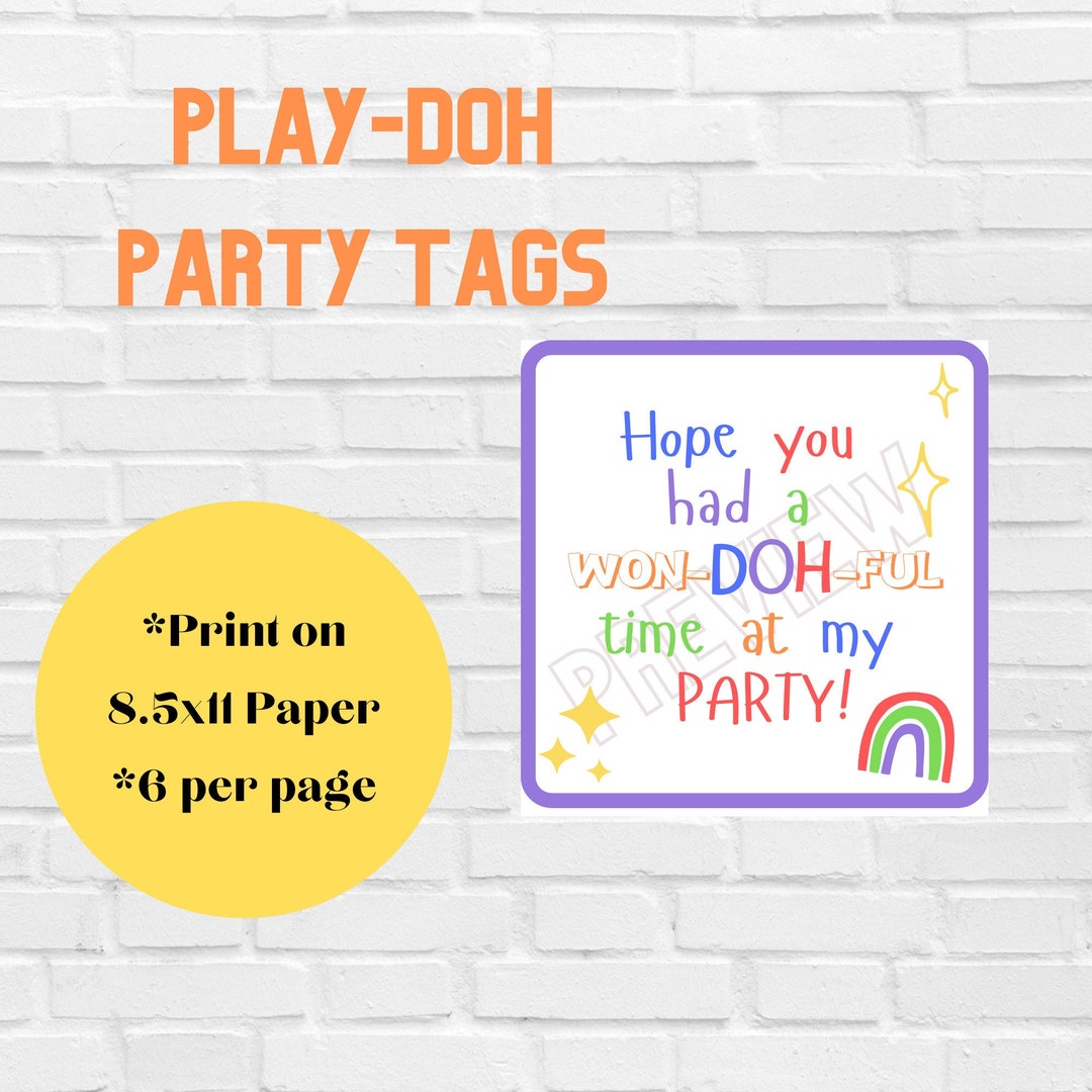 Birthday Party Play-doh Gift Tags Party Favor Kids Party Printable Gift ...
