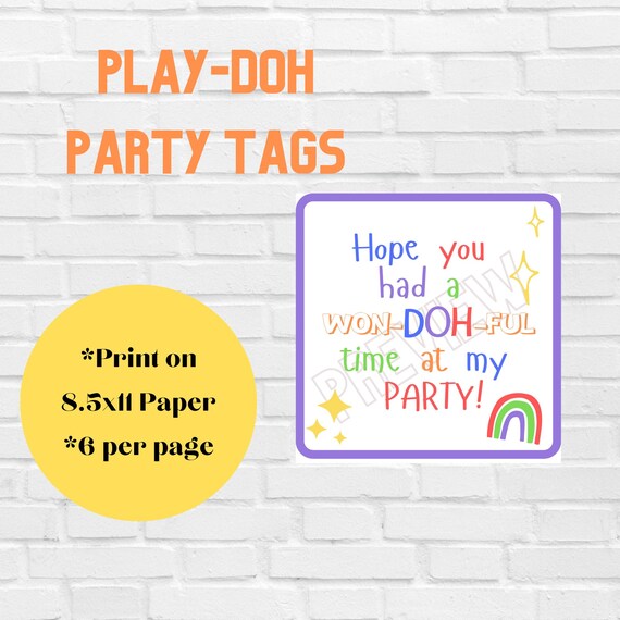 Birthday Party Play-doh Gift Tags Party Favor Kids Party | Etsy