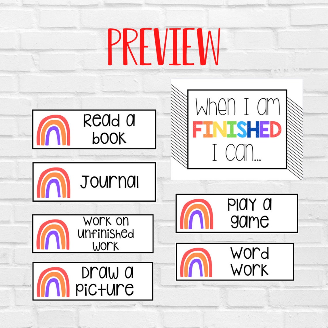 Bright Rainbow Early Finisher Chart When I Am Finished Task Cards ...