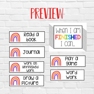 Bright Rainbow Early Finisher Chart When I Am Finished Task Cards ...