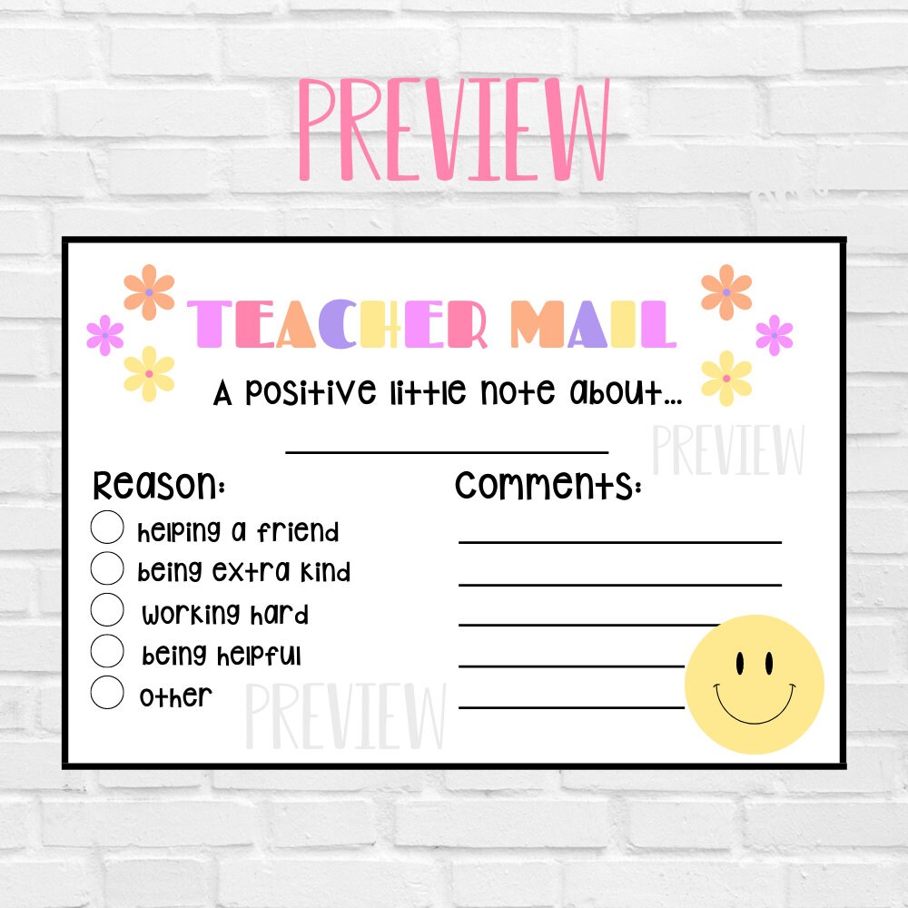 Retro Positive Teacher Mail Positive Note From the Teacher - Etsy