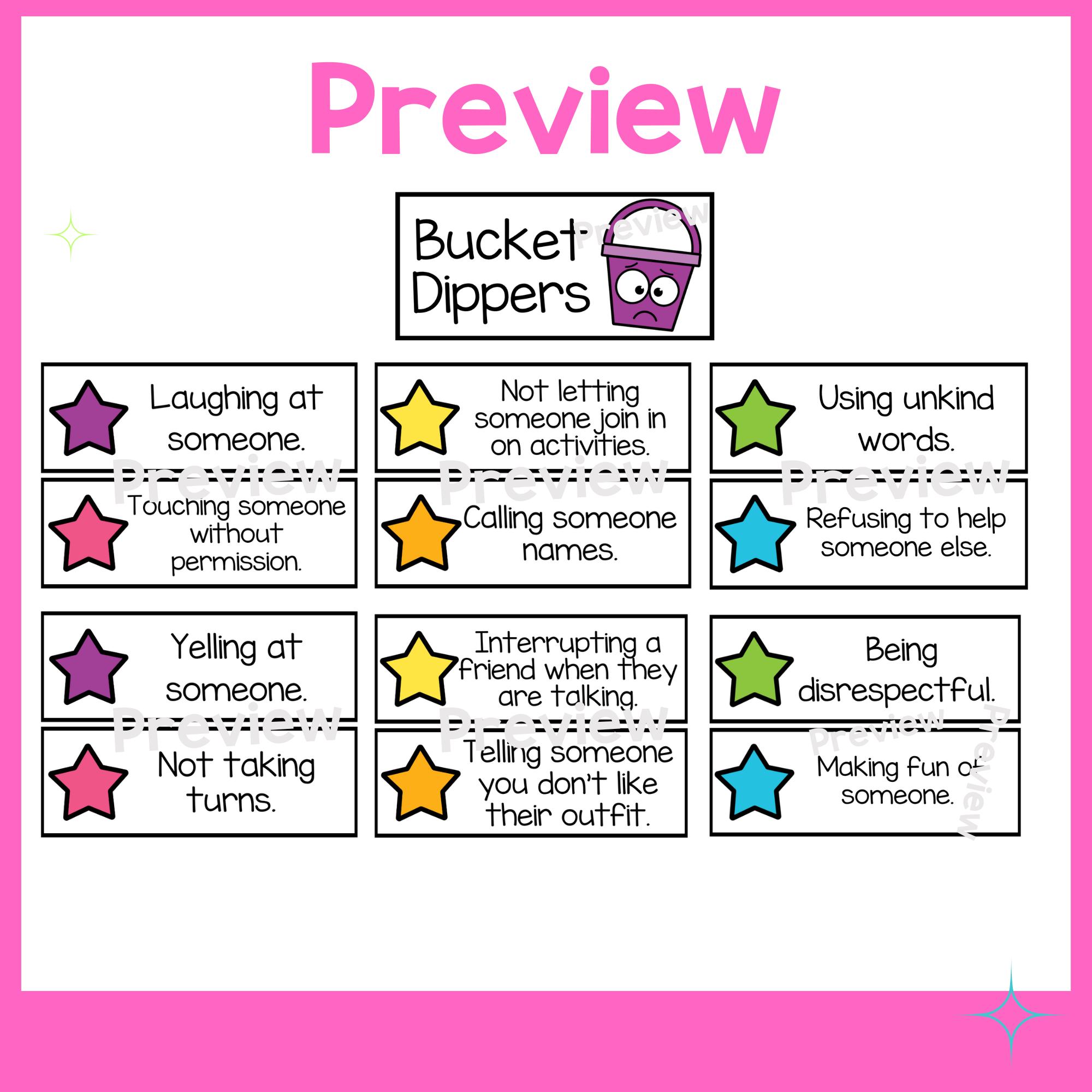 Bucket Filling Vs. Bucket Dipping Sorting Activity Kindness Classroom ...