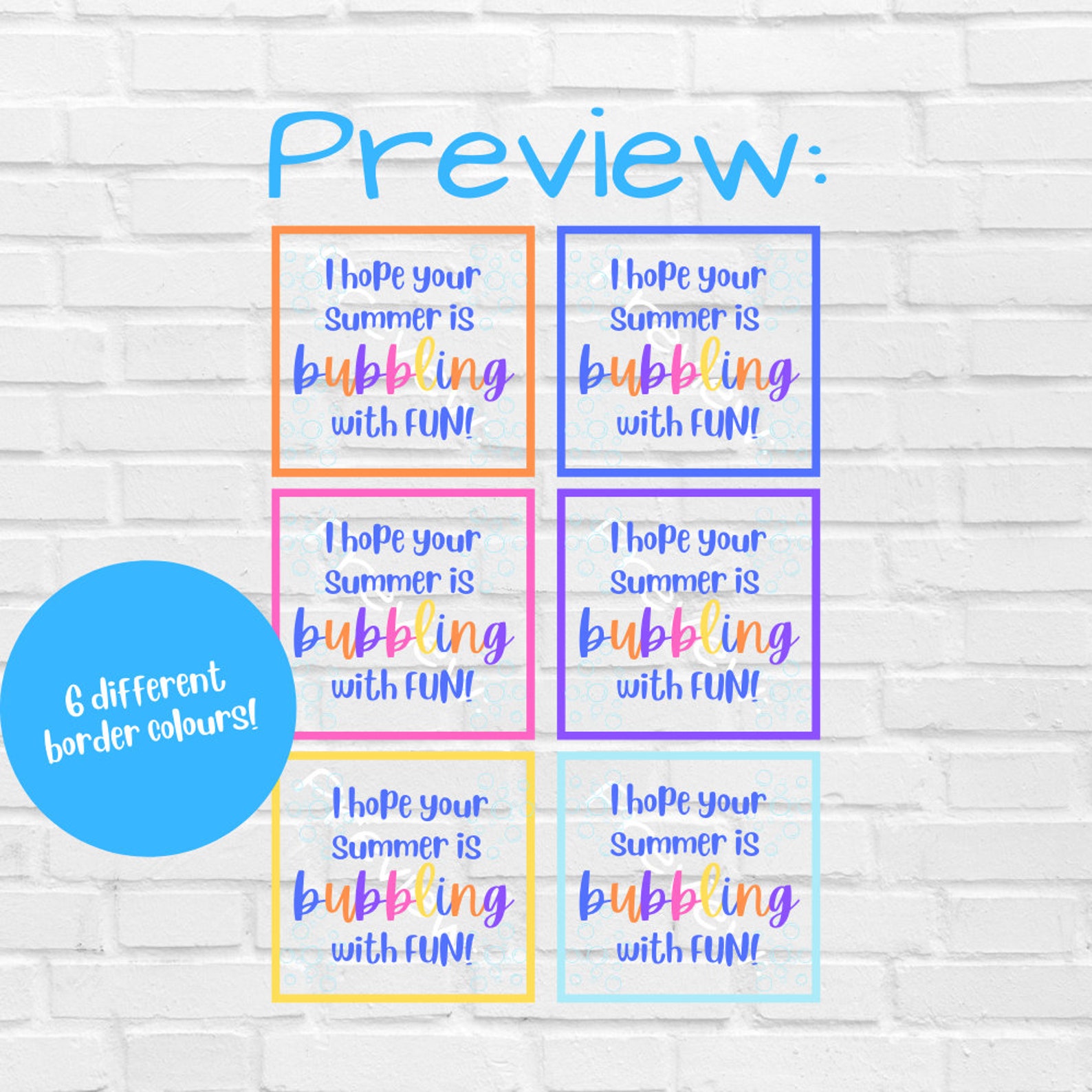 Teacher Gift Student Gift End of School Bubble Tags Summer Vacation ...