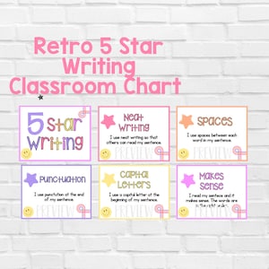 Retro Classroom Writing Checklist Classroom Decor 5 Star Writing ...