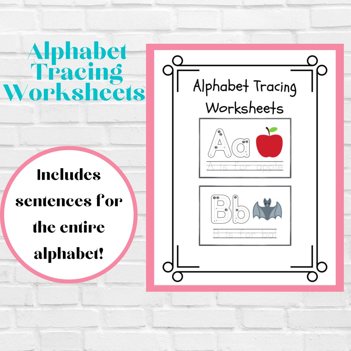 Alphabet Tracing Sentences Literacy Kindergarten Preschool Montessori ...