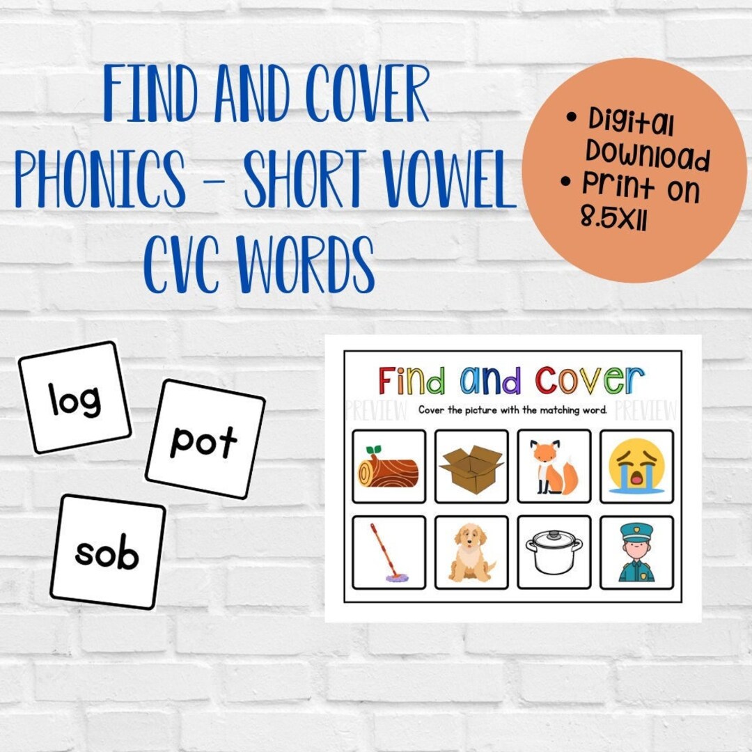 Find and Cover CVC Words Phonics Game Science of Reading Short Vowels ...