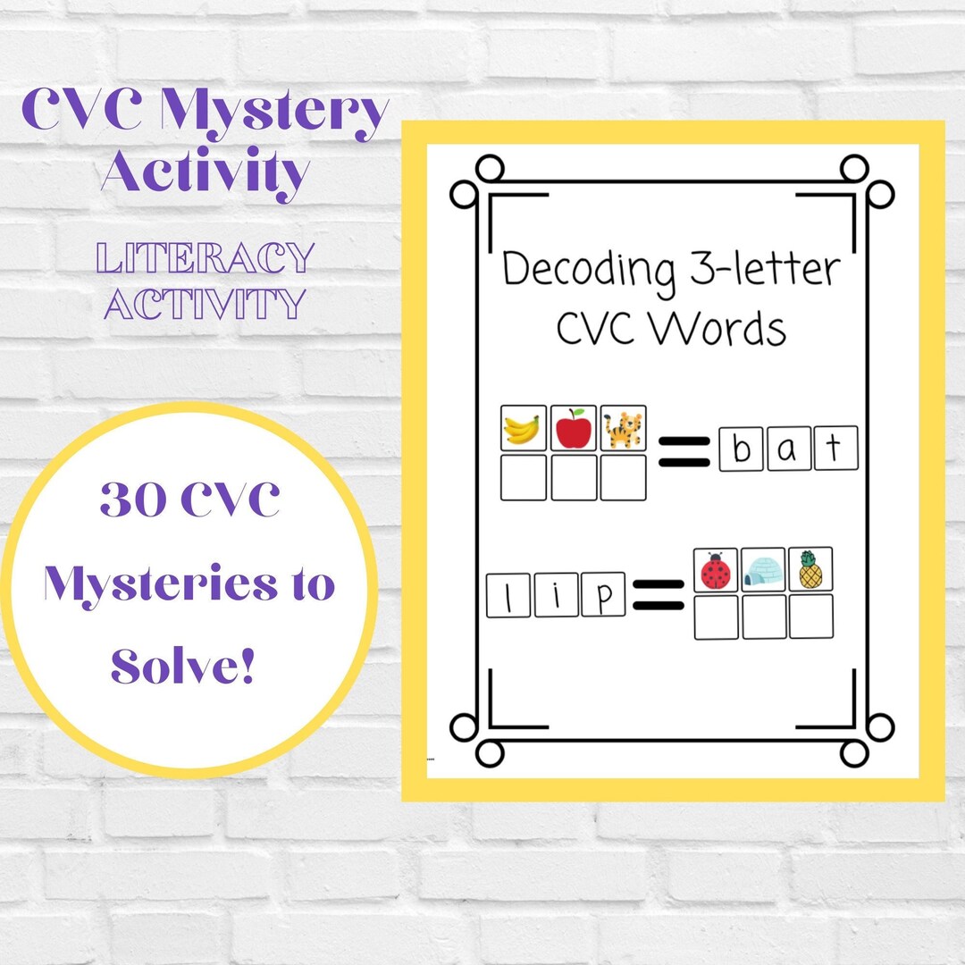 Literacy Learning CVC Words Kindergarten Preschool Digital Download ...